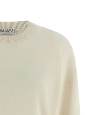 Brunello Cucinelli Lace Detailed Long Sleeved Sweater