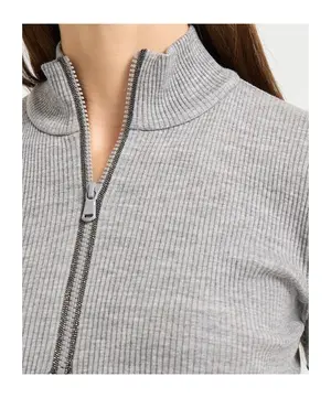 Brunello Cucinelli Ribbed Zip-neck Top