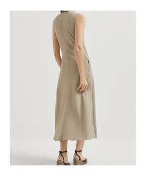 Brunello Cucinelli Crewneck Zip Back Twill Dress
