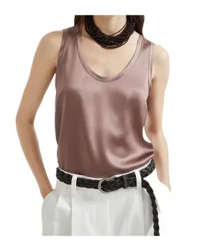 Brunello Cucinelli Stretch Silk Satin Top - Pink