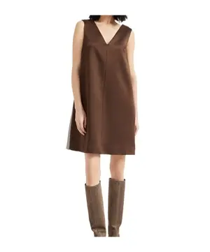Brunello Cucinelli Sleeveless V-neck Mini Dress - Brown