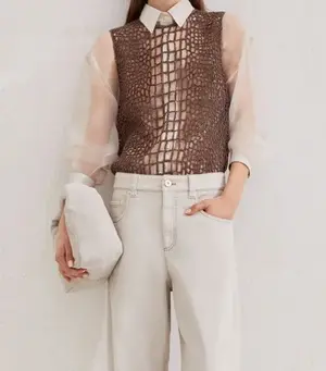 Brunello Cucinelli Crocodile-effect Top