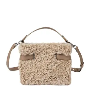 Brunello Cucinelli Shearling Mini Bag - Nude