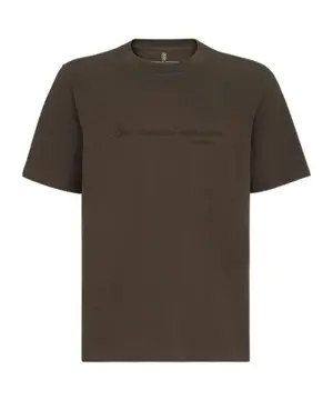 Brunello Cucinelli Embroidered Logo T-shirt - Brown