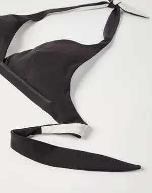 Brunello Cucinelli Monili Chain-embellished Halterneck Bikini Top