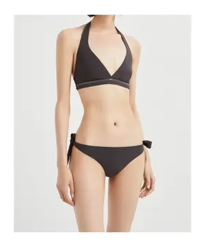 Brunello Cucinelli Monili Chain-embellished Halterneck Bikini Top