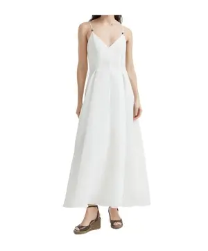 Brunello Cucinelli Monili Chain-detail Organza Dress - White