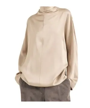 Brunello Cucinelli Double Silk Satin Blouse - Light Yellow