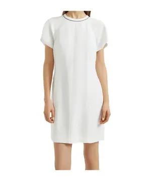 Brunello Cucinelli Monili Chain-detail Twill Mini Dress - Ivory