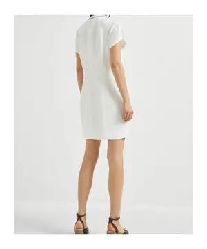 Brunello Cucinelli Monili Chain-detail Twill Mini Dress - Ivory