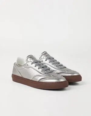 Brunello Cucinelli Lamé-effect Leather Sneakers
