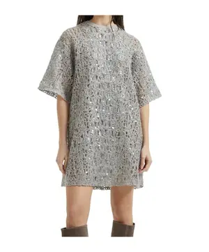 Brunello Cucinelli Sequinned Embroidered Mini Dress