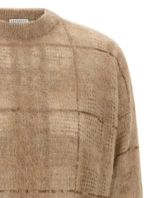 Brunello Cucinelli Sequin-check Sweater - Brown