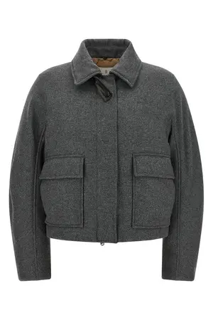 Brunello Cucinelli Shearling Collar Cropped Jacket