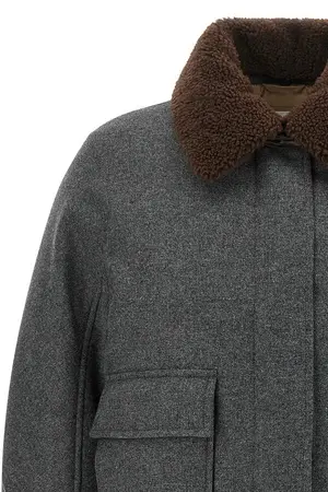 Brunello Cucinelli Shearling Collar Cropped Jacket