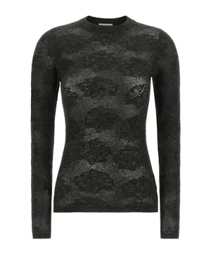 Brunello Cucinelli Flower Lace Sweater - Black
