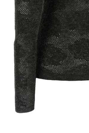 Brunello Cucinelli Flower Lace Sweater - Black