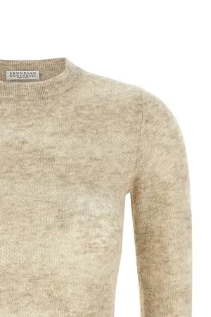 Brunello Cucinelli Crew Neck Long Sleeve Sweater - Nude