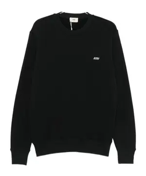 AUTRY Logo-embroidered Cotton Sweater - Black
