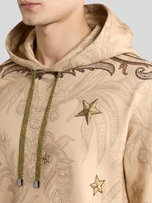 Etro Cotton-blend Hooded Sweatshirt With Placed Pegaso Print