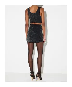 Elisabetta Franchi Sequin Embellished Knit Mini Skirt