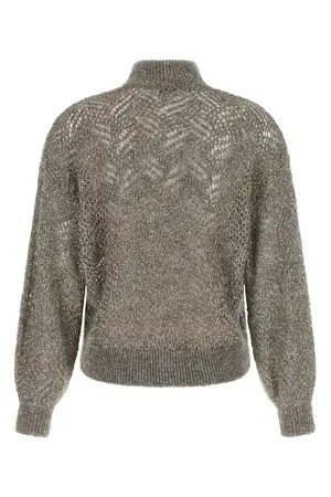 Brunello Cucinelli Metallic Abstract Leaf Sweater