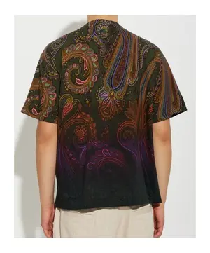 Etro Cotton Jersey T-shirt With Degradé Paisley Motif - Brown