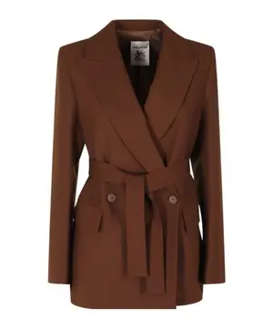 SEMICOUTURE Belted Long-sleeve Blazer - Canyon