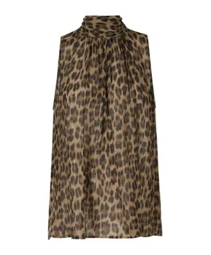 SEMICOUTURE Leopard-print Stand-collar Top - Macula