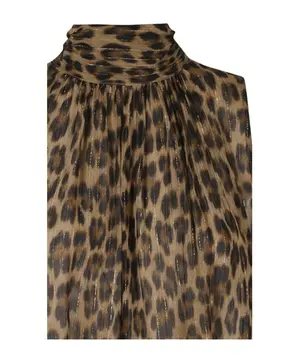 SEMICOUTURE Leopard-print Stand-collar Top