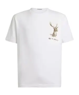 Etro Cotton Jersey T-shirt With Embroidery And Moose Print
