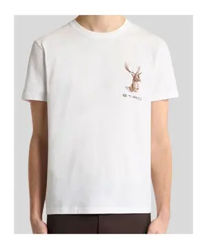 Etro Cotton Jersey T-shirt With Embroidery And Moose Print