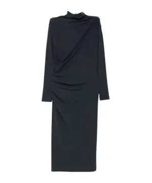Brunello Cucinelli High-neck Gathered Midi Dress