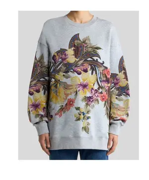 Etro Cotton Sweatshirt With Placed Paisley And Floral Print