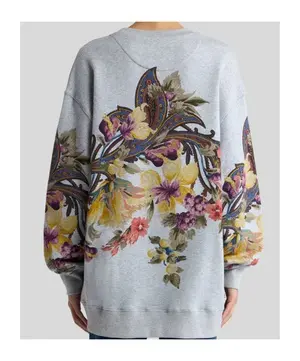 Etro Cotton Sweatshirt With Placed Paisley And Floral Print