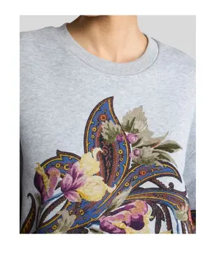 Etro Cotton Sweatshirt With Placed Paisley And Floral Print