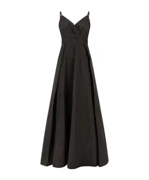 Pinko Pleated Maxi Dress With Spaghetti Straps - Brown