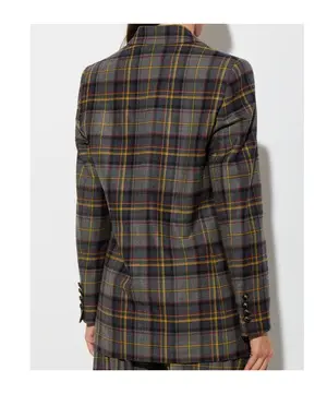 Etro Double-breasted Stretch Wool Jacket With Check Motif