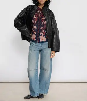 Soeur Leather Jacket With Stand Collar And Zip Fastening
