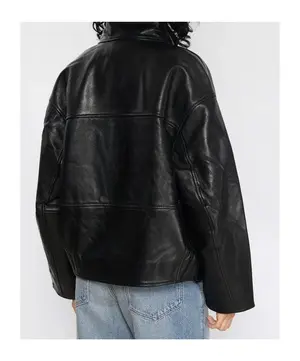 Soeur Leather Jacket With Stand Collar And Zip Fastening