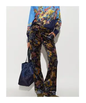 Etro Cotton Velvet Floral Print Trousers - Multiple Colors
