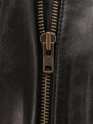 Soeur High Neck Zip Leather Jacket