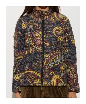 Etro Cropped Recycled Nylon Down Jacket With Paisley Motif