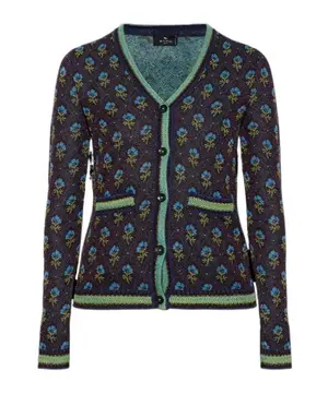 Etro Jacquard Cardigan With Diamond Flower-motif