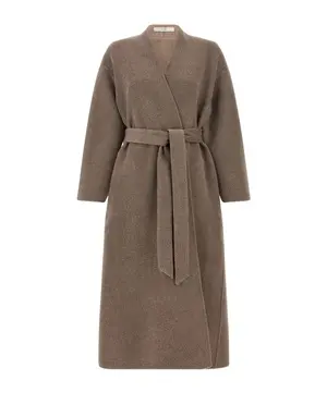 Co Belted Robe-style Coat - Brown