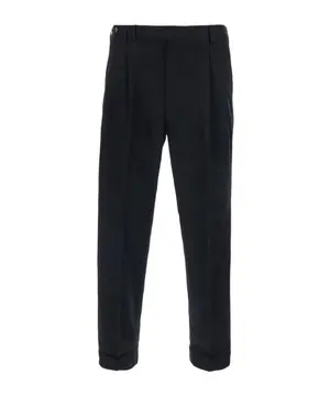 PT TORINO Tailored Carrot Fit Pleated Trousers - Black