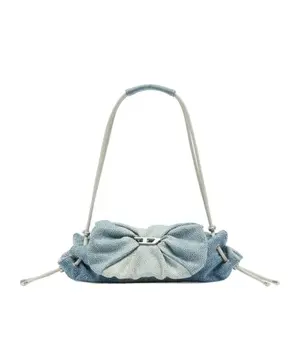DIESEL® Small Scrunch-d Crystal-embellished Shoulder Bag - Blue