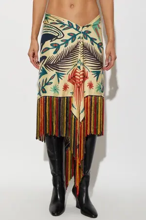 Etro Silk Cover-up Pareo With Placed Print And Fringe