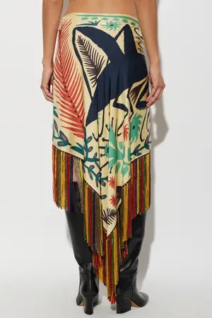 Etro Silk Cover-up Pareo With Placed Print And Fringe