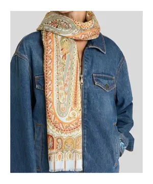 Etro Floral-motif Frayed Scarf